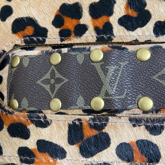 Bags | Upcycled Authentic Louis Vuitton Leopard Print Fringe Leather ...